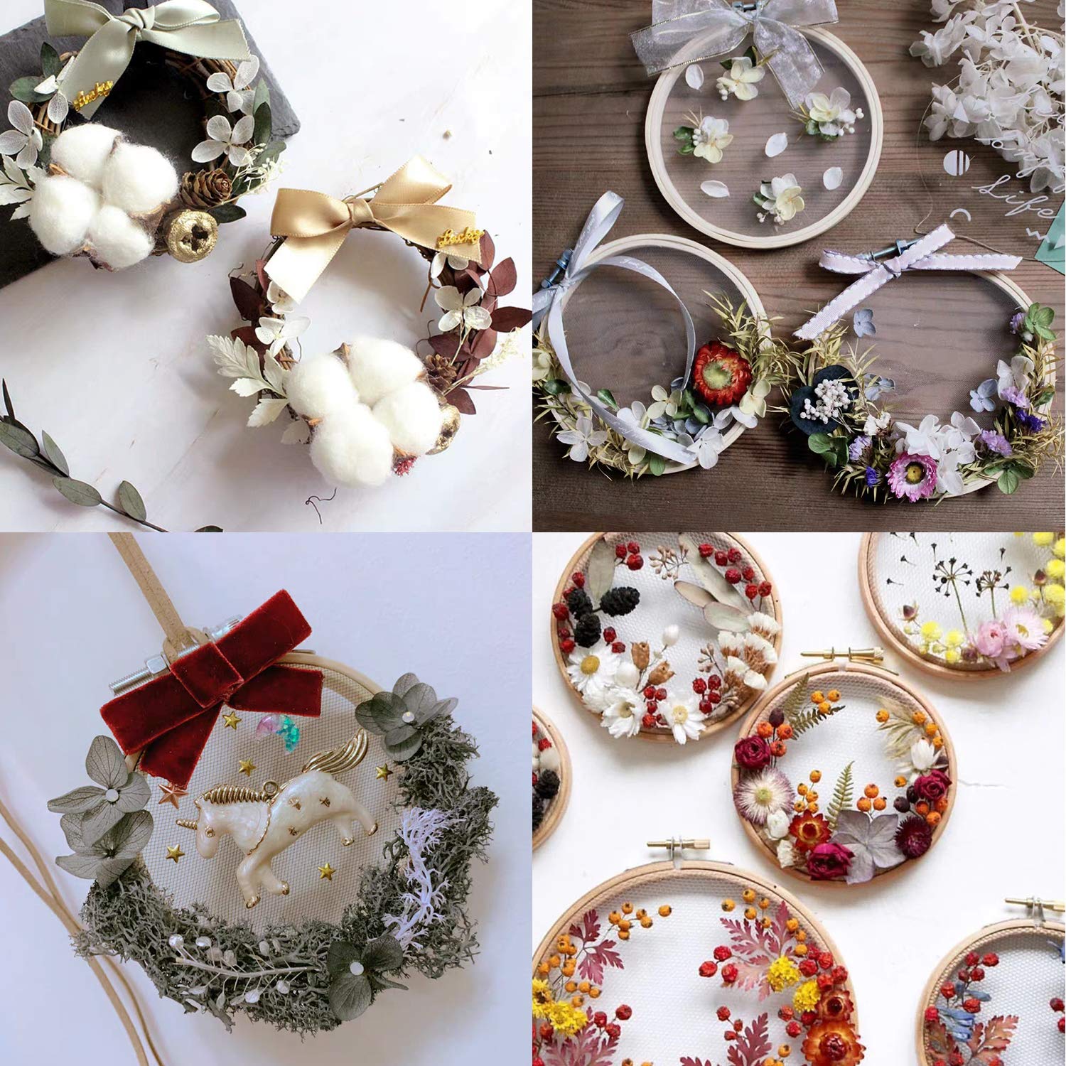 FEBSNOW 16 Pieces 4 Inch Embroidery Hoops Adjustable Natural Material Circle Cross Stitch Hoop Ring Bulk Wooden Round Embroidery Hoop for Art Craft Handy Sewing and Christmas Decoration