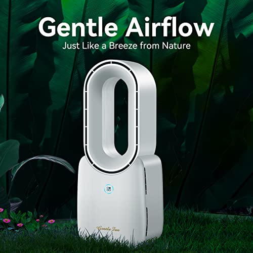 KONSIDEN Desk Fan, Quiet Bladeless Fan with USB Adapter and 5 Colors LED light, 3 Speeds Stylish 11.8 Inch Table Fan, Small Fan with Touch Control for Home Office Bedroom Summer Gift