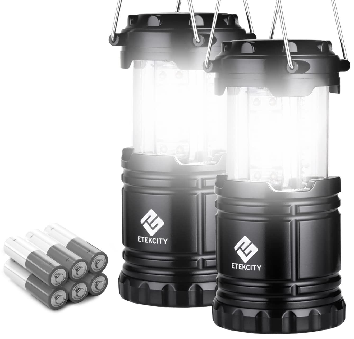 Etekcity Lantern Camping Essentials Lights, Led Lantern for Power Outages & EVEREADY LED Flashlights (4-Pack), Bright Flashlights for Emergencies and Camping Gear