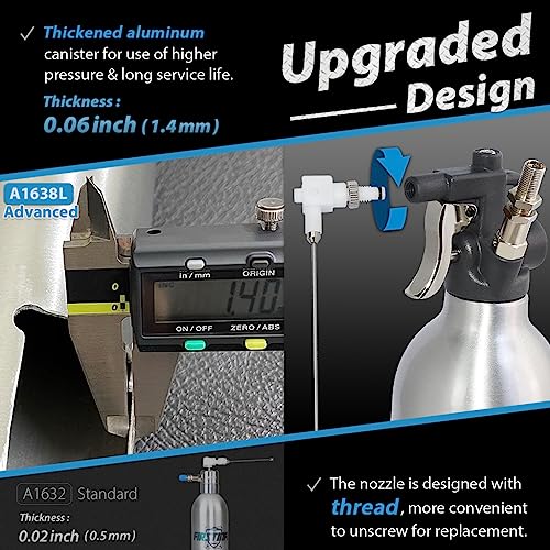 FIRSTINFO A1638L Patented Max. Pressure 140psi / 1000ml Thickened Aluminum Canister Refillable High Pressure Aerosol Spray Can/Pneumatic Compressed Air Sprayer