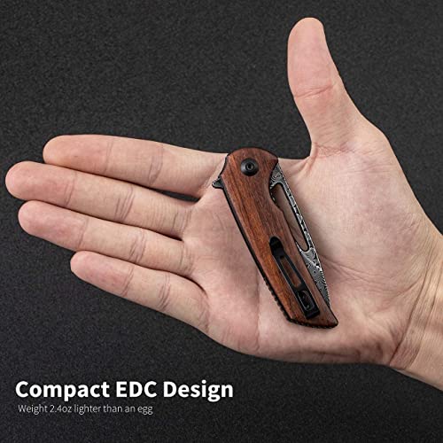 CIVIVI Odium Damascus Blade Bundled Button Lock Cogent, Great EDC Knife Companion