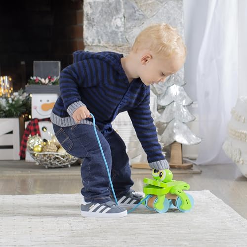 Melissa & Doug First Play Frolicking Frog Wooden Pull Toy - Developmental Duck Pull Toy For Toddlers Ages 1+