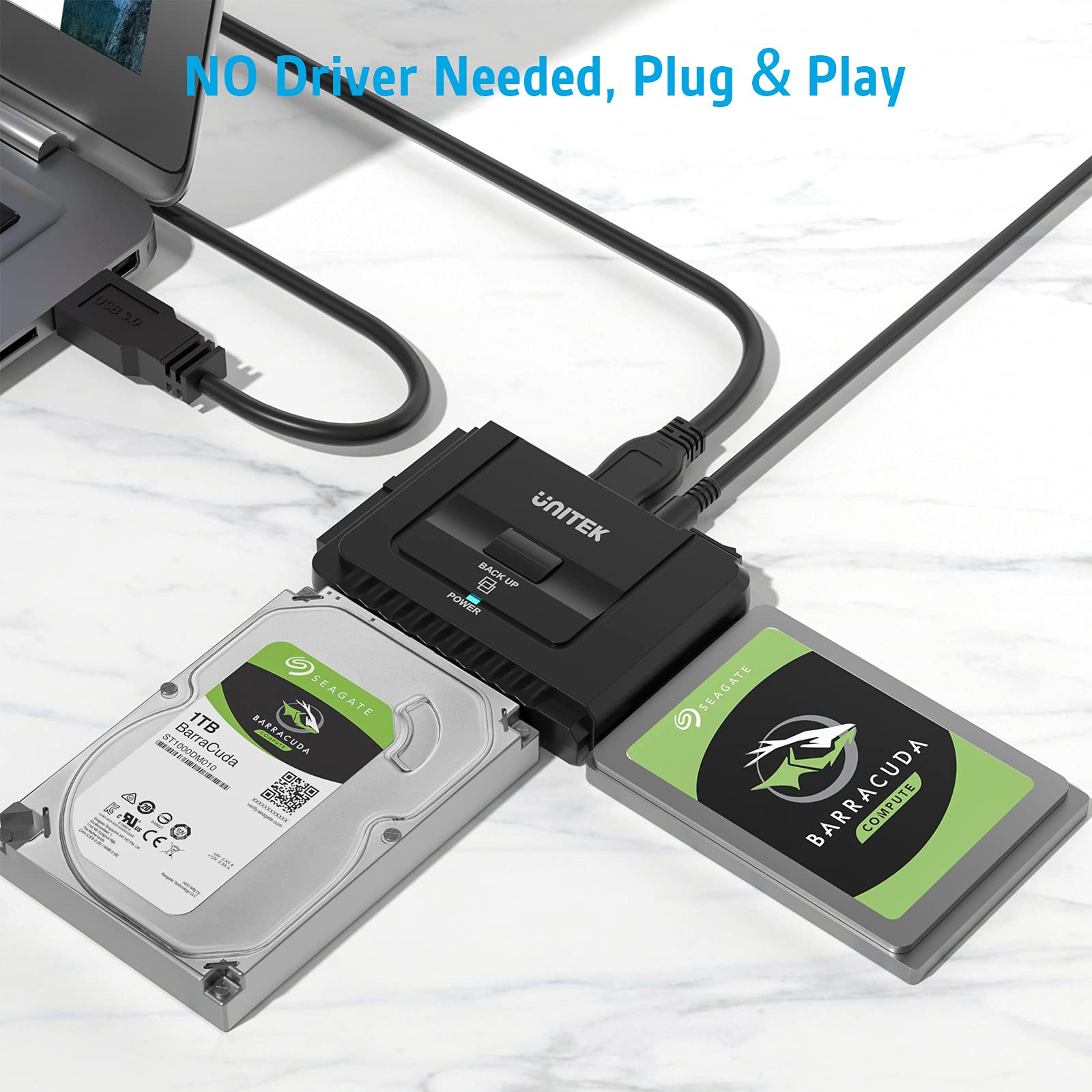 Unitek USB 3.0 to IDE and SATA Converter External Hard Drive Adapter Kit for Universal 2.5/3.5 HDD/SSD Hard Drive Disk, One Touch Backup Function, Included 12V/2A Power Adapter