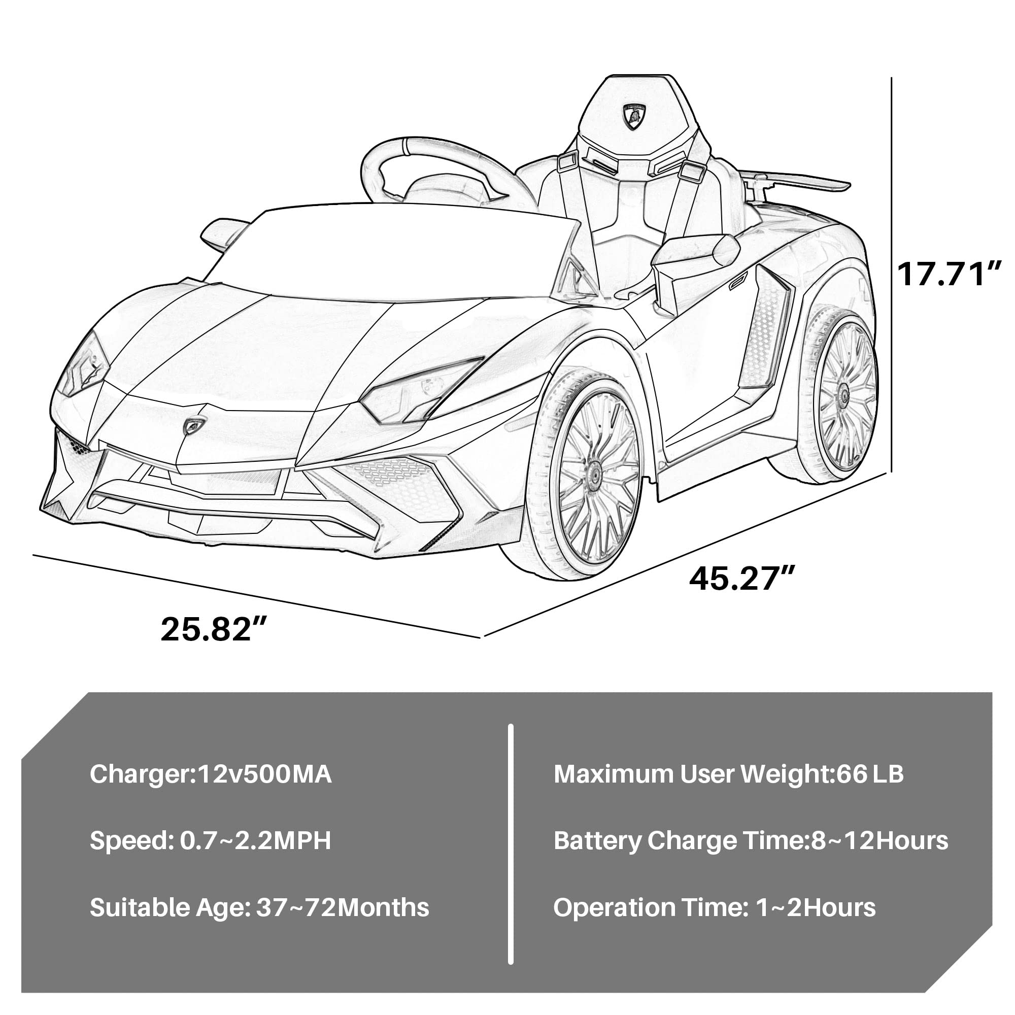 Kidzone Kids Electric Ride On 12V Licensed Lamborghini Aventador Battery Powered Sports Car Toy with 2 Speeds, Parent Control, Sound System, LED Headlights & Hydraulic Doors - Pink