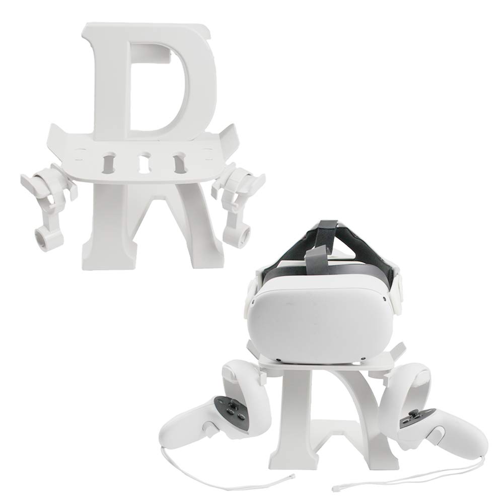 CALIDAKA VR Stand for Oculus Ques t 2, Portable VR Headset Holder Durable VR Headset Holder VR Controller Display Stand with Game Controller Holder for Oculus Ques t 1/2 (Only Stand)