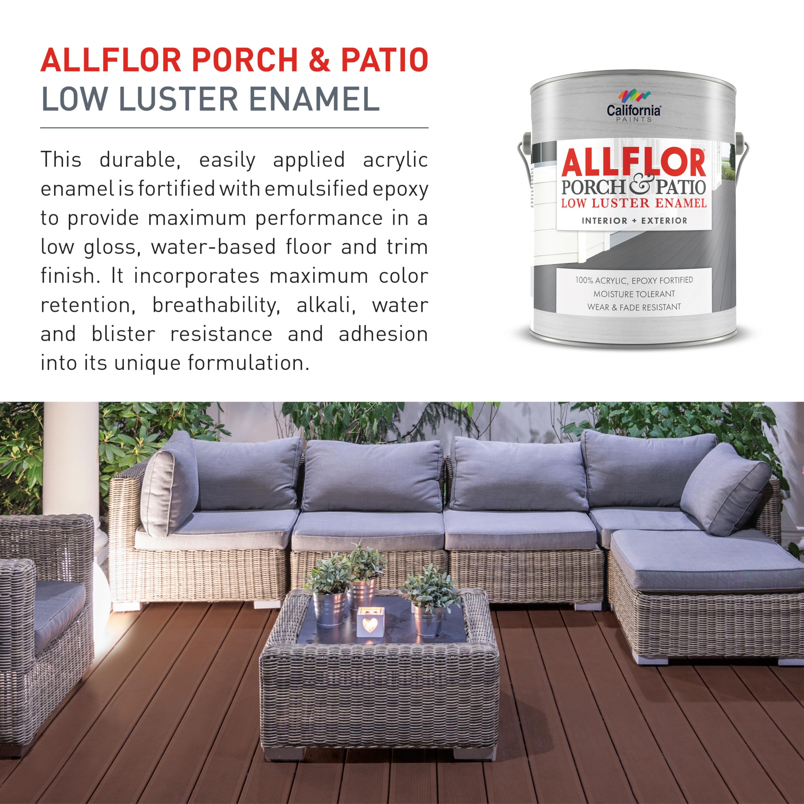 CALIFORNIA PAINTS ALLFLOR Porch, Patio and Floor Enamel Paint, Saddle Brown, 1 Gallon, Extremely Durable Water-Based Formula, Ideal for Patios, Pool Decks, Basements & More