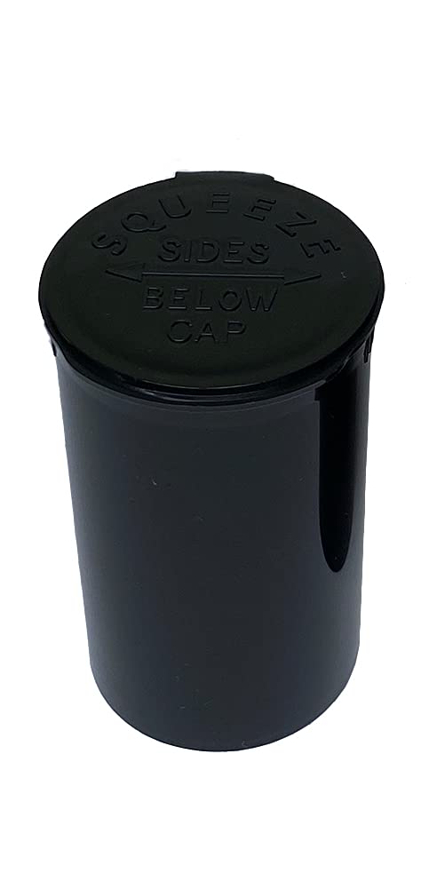 Evo Plastics 150 Black Vials - 30 DRAM Pop Top Bottle - Airtight Containers - BPA Free Medical Grade Plastic Prescription Bottles for Pills Herbs Flowers Supplements, Wholesale Bulk Pack