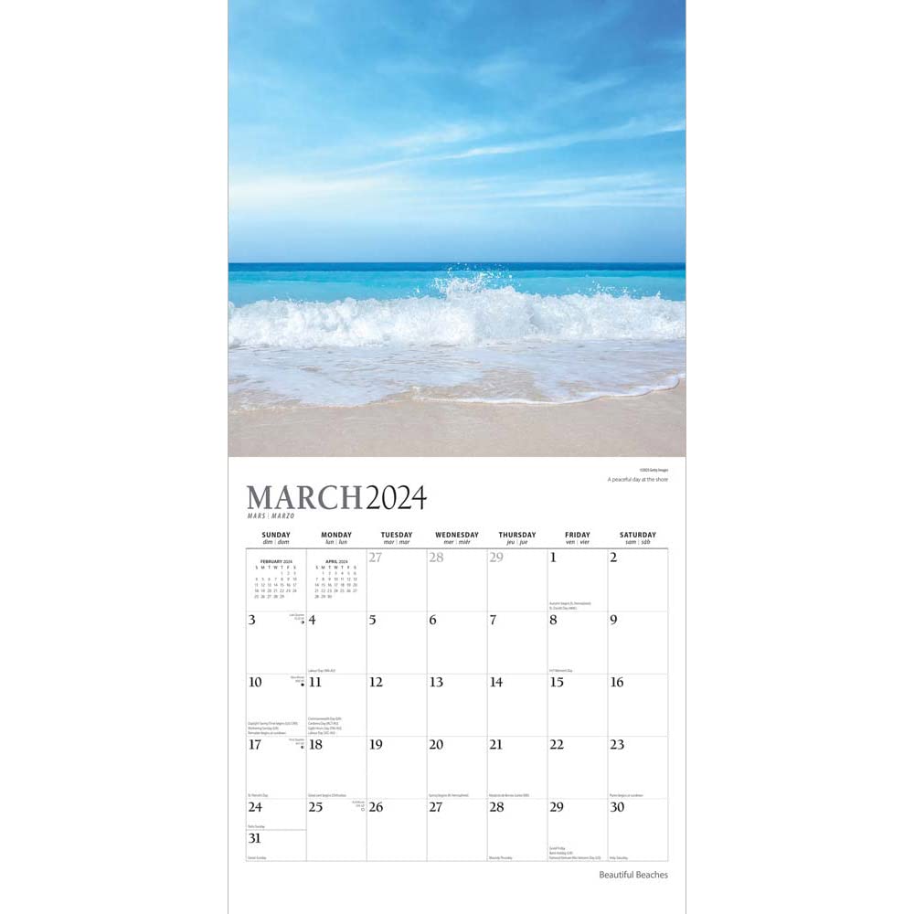 Beautiful Beaches | 2024 12 x 24 Inch Monthly Square Wall Calendar | Sticker Sheet | StarGifts | Travel Nature Tropical