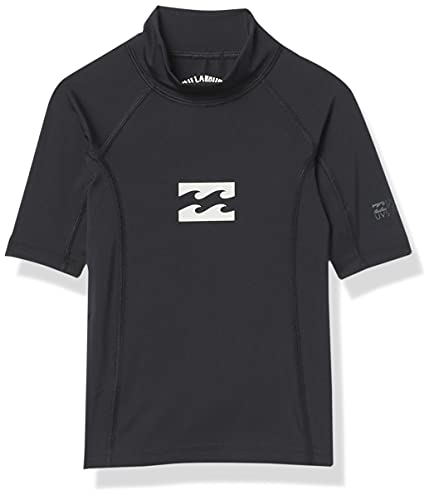 Billabong boys Performance Fit Short Sleeve Rashguard Rash Guard Shirt, All Day Wave Black, 4T US