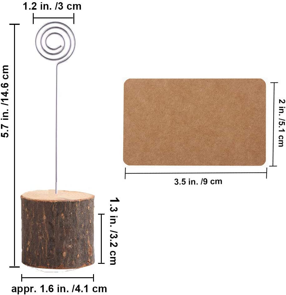 Place Card Holders 10pcs Table Number Holders with 20pcs Cards Rustic Real Wood Base Wedding Table Name Number Holder Party Decoration Card Holders Picture Memo Note Photo Clip Holder