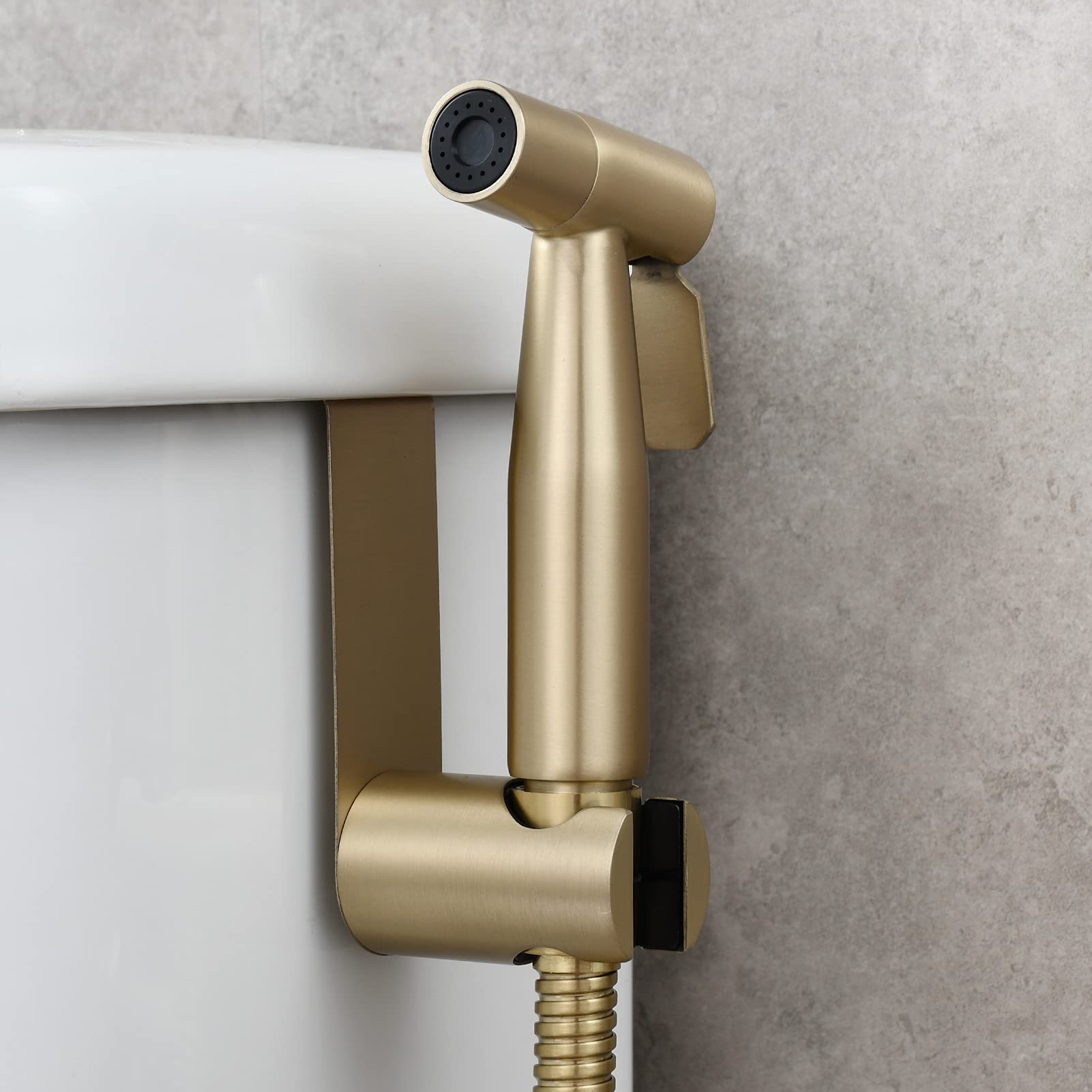Tecmolog Toilet Bidet Sprayer Stainless Steel Hand Held Shattaf Sprayer Head Replacement Brushed Gold, WS024J2