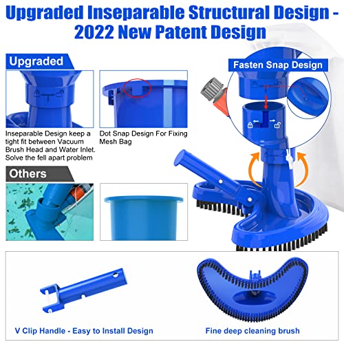 CKE 2022 Upgraded Portable Pool Vacuum Jet Underwater Cleaner W/Brush Bag, Handheld Pool Vacuums Swimming Portable Pool Mini Jet Vacuum Pool Cleaner Pool Spa Jet Vac for Above Ground Pool Vacuum Head