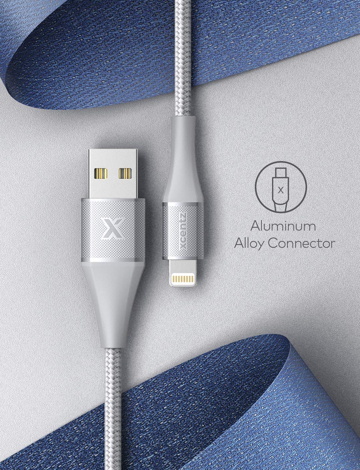 XCENTZ Phone Charger 10ft, MFi Certified Lighting Cable, High-Speed Phone Cable with Premium Connector for Phone 14/13/12/11/X/XS/XR/XS Max/8/7/6/5S/SE, Pad Mini/Air