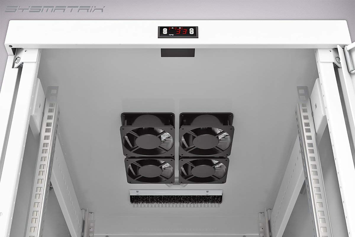 Sysracks 42U Server Rack Cabinet – 35" Deep Free Standing IT Enclosure with Air Control System, 4 Fans, PDU, Glass Door, Lockable Side Panels, and 1 Shelf for 19" Mount Equipment