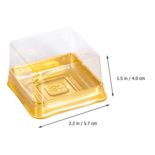 Hemoton Mini Cake Box 100Pcs Clear Plastic Mini Cupcake Cookie Box Muffins Mooncakes Box Pastry Packing Boxes Christmas Holiday Party Favors Supplies Mini Mooncake Box