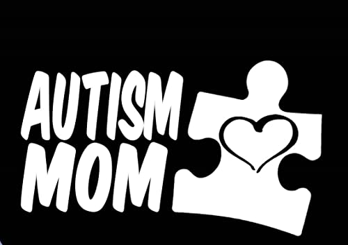 Autism Mom Awareness Puzzle Piece Decal Vinyl Sticker Auto Car Truck Wall Laptop 6" Wide - White Color