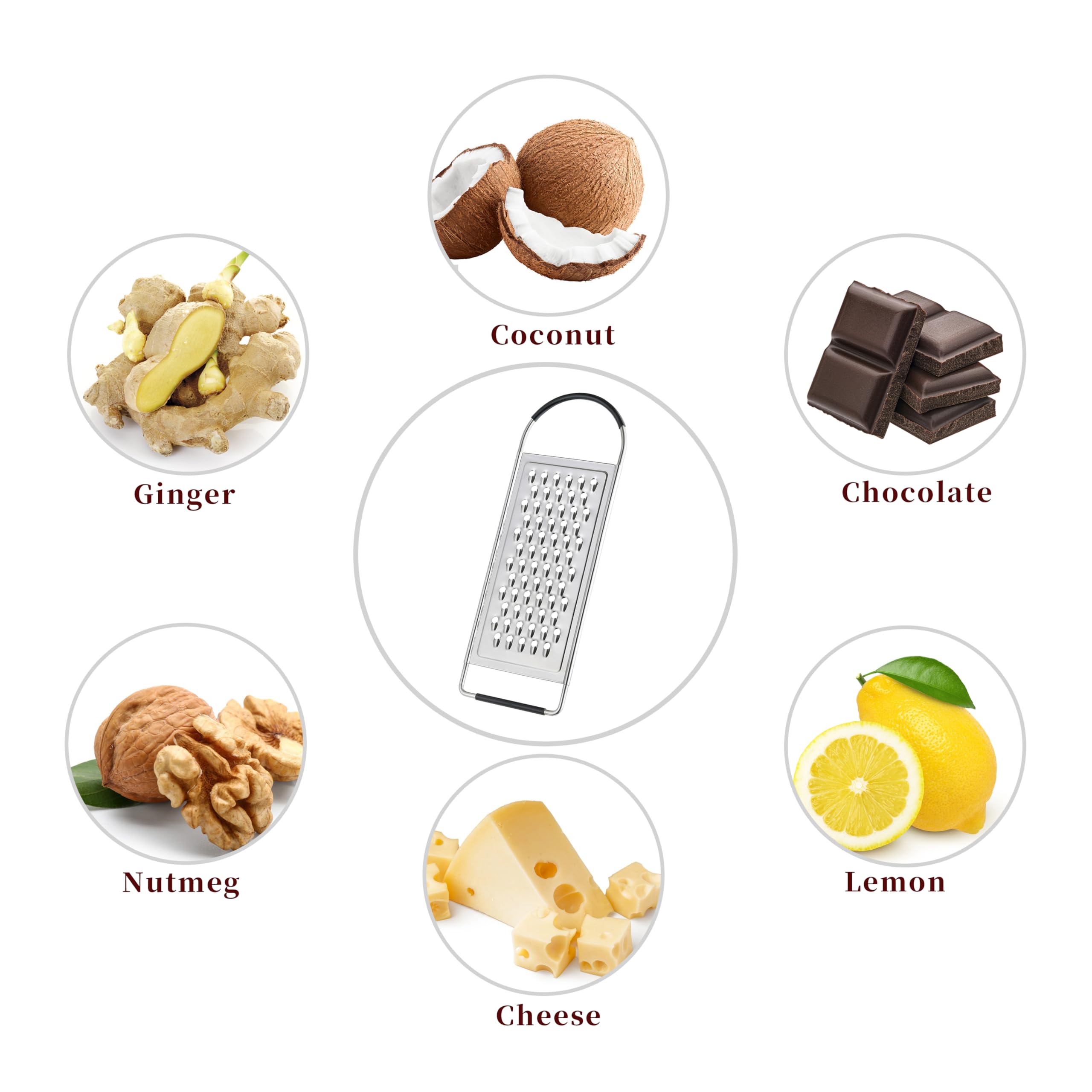 Cheese Grater Handheld, HIA Flat Coarse Stainless Steel Graters for Kitchen, Food Grater with Anti-Slip Handle, Perfect for Potato, Vegetable, Butter, Parmesan Cheese