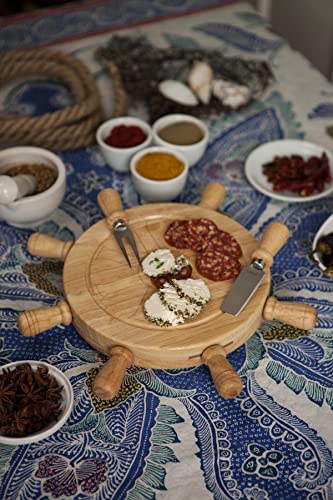 PICNIC TIME TOSCANA - Mariner Cheese Board And Tool Set - Charcuterie Board Set - Wood Cutting Board With Cheese Knives, (Parawood),Brown, Large