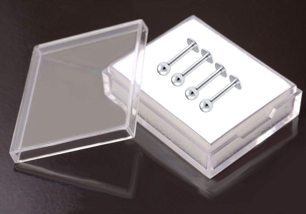 bodyjewellery 4pcs 16g Labret Lip Stud Monroe Cartilage Tragus Helix Earring Snake Bites Conch Spider Bites Piercing 3mm Ball - 6mm