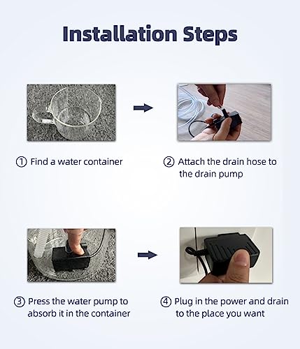 MSELTOS Drain Pump for Commercial Ice Maker, 5 ft Lift, 55 GPH Removable Condensate Pump for Portable AC Unit, Air Conditioner, Dehumidifier, Ice Machine, 110V ~ 240V, Automatic Submersible Water Pump
