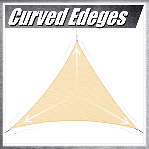 ColourTree 32' x 32' x 32' Beige Triangle CTAPT32 Sun Shade Sail Canopy Mesh Fabric UV Block & Commercial Heavy Duty 190 GSM & 3 Years Warranty (We Make Custom Size)