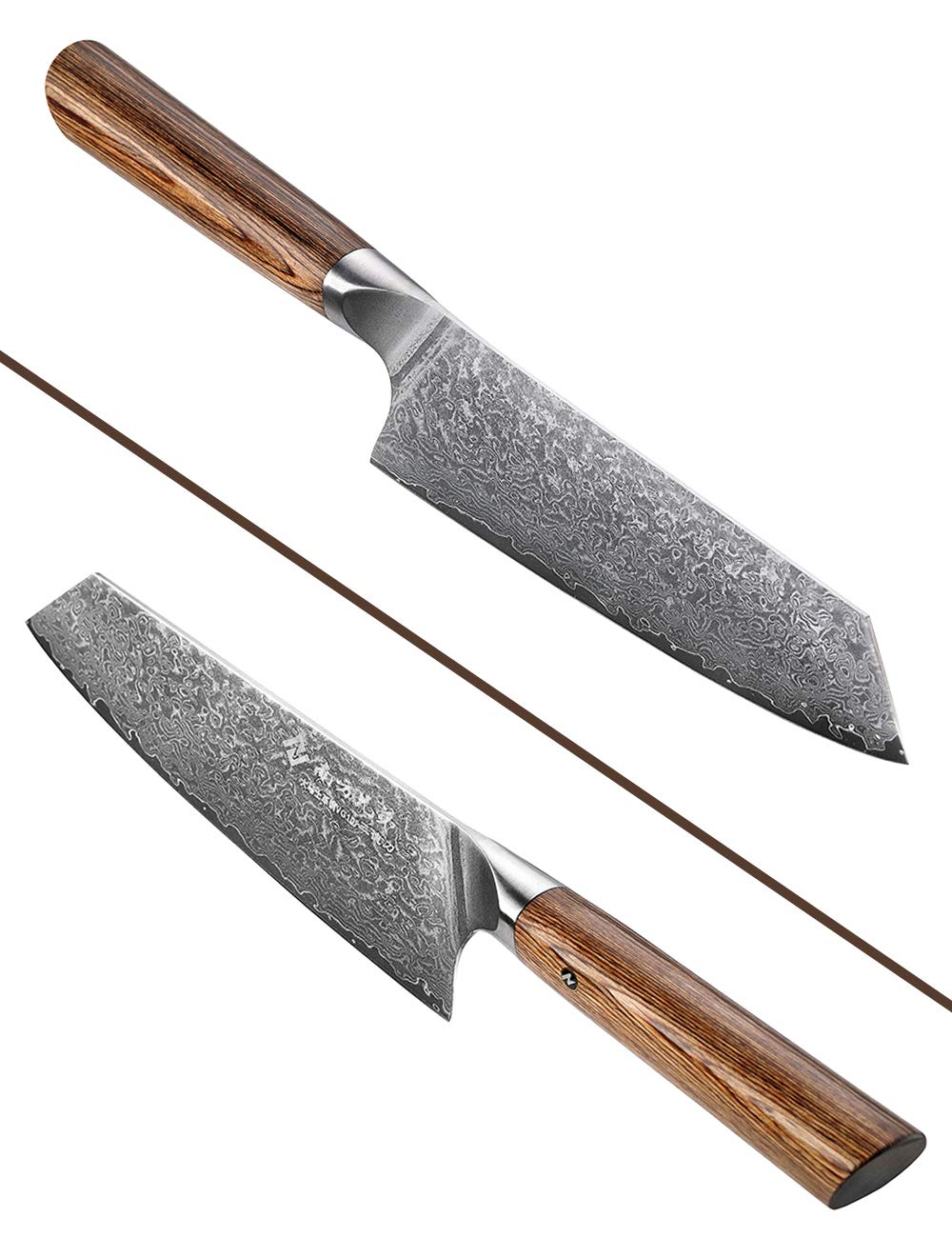 Damascus Santoku Knife 7 Inch Light Weight Professional Damascus Super Steel VG10 Damascus Chef Knife Comfortable Ergonomic Wood Grain Handle Very Sharp Kitchen Knives Luxury Gift Box
