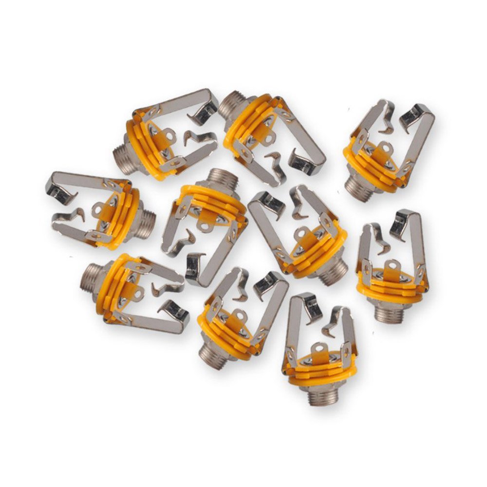 HTTX (1/4 inch) 6.35mm Stereo TRS Socket Female Microphone Connector Panel Mount Adapter (10 Pack)