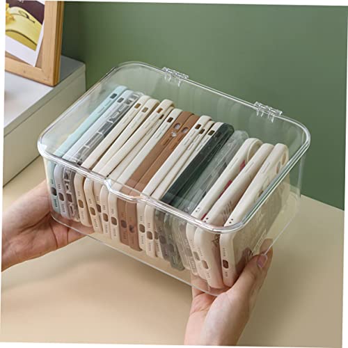 Beavorty Transparent Storage Box Clear Organizer Box Clear Storage Box with Lid Plastic Container with Lid Flip Top Box Plastic Home Office Container Pantry Fridge Organizer Box Household