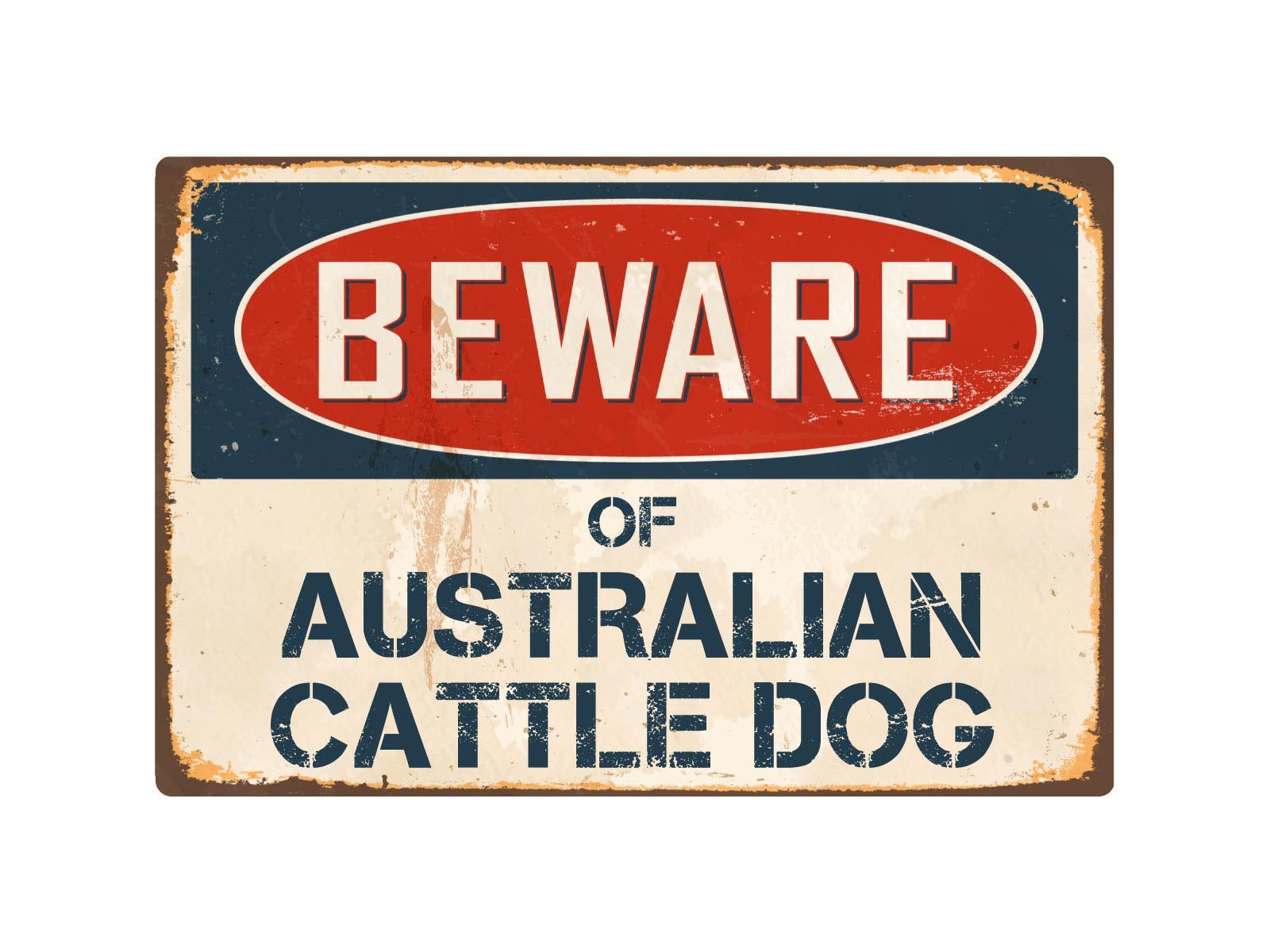 Beware Of Australian Cattle Dog 8β x 12β Vintage Aluminum Retro Metal Sign VS029