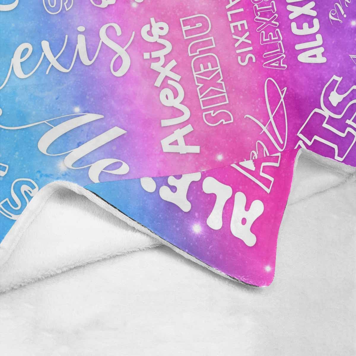 Customized Blanket with Name Multi Color with Name Soft Flannel Throws Birthday Personalized for Dad, Mom, Kids, Dogs
