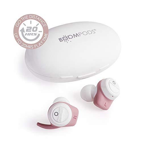 BoomPods Boombuds True Wireless Earbuds - Best Sports Headphones, Bluetooth, Magnetic Charging Case, Water/Sweat Resistant IPX 4, Instant Connect TWS.