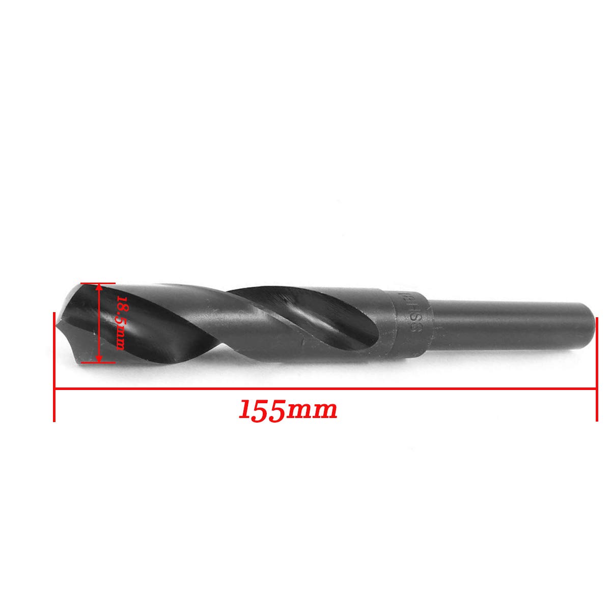 XMHF 18.5mm Tip Diameter HSS Reduced Shank Drill Bit 1/2"Straight Shank Drilling Hole Tool Black Oxidation