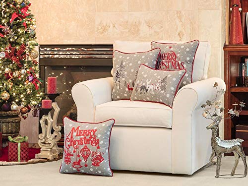 Pillow Perfect Christmas Rectangular Throw Pillow, Grey-White
