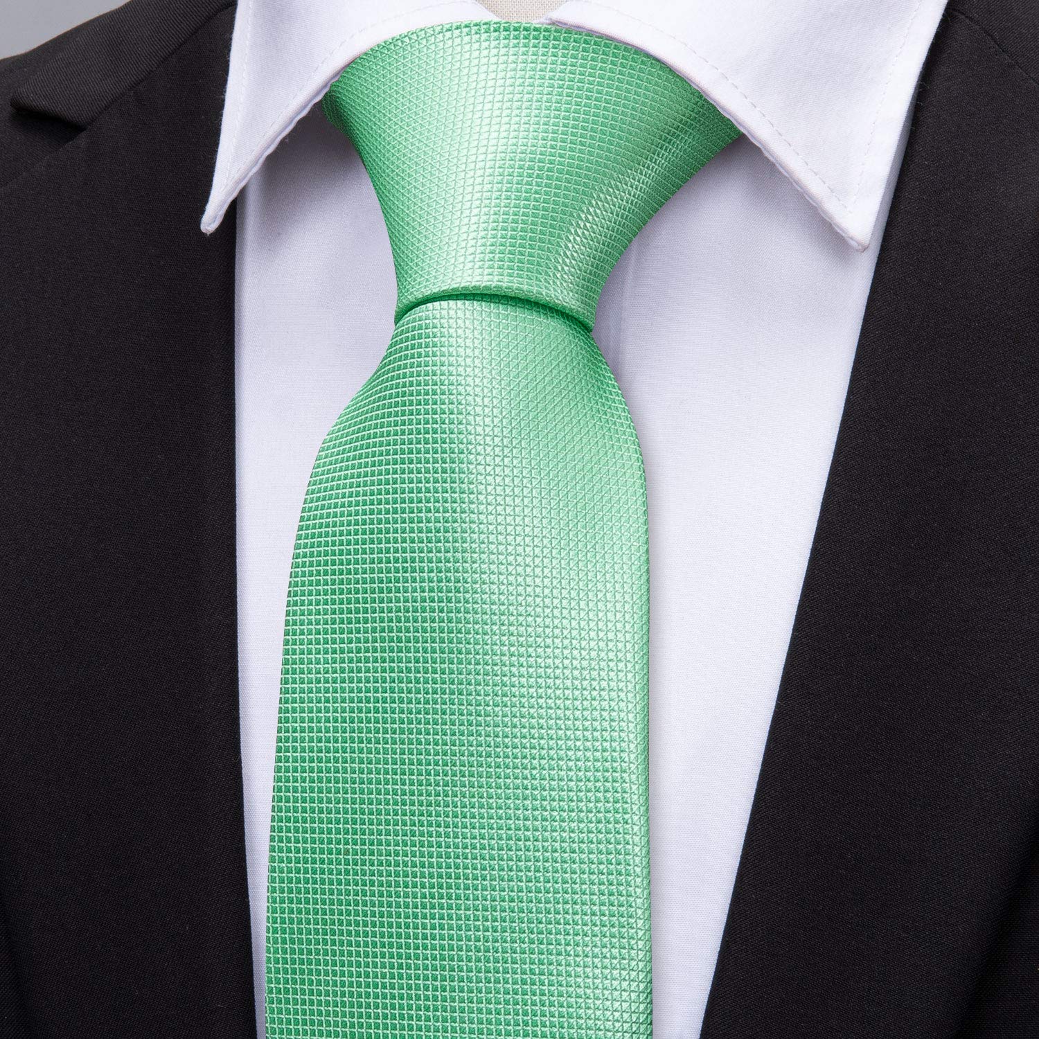 Barry.Wang 8PCS Men Necktie Set Solid Green Silk Tie Formal Business Wedding Party Shamrock Day Christmas Xmas