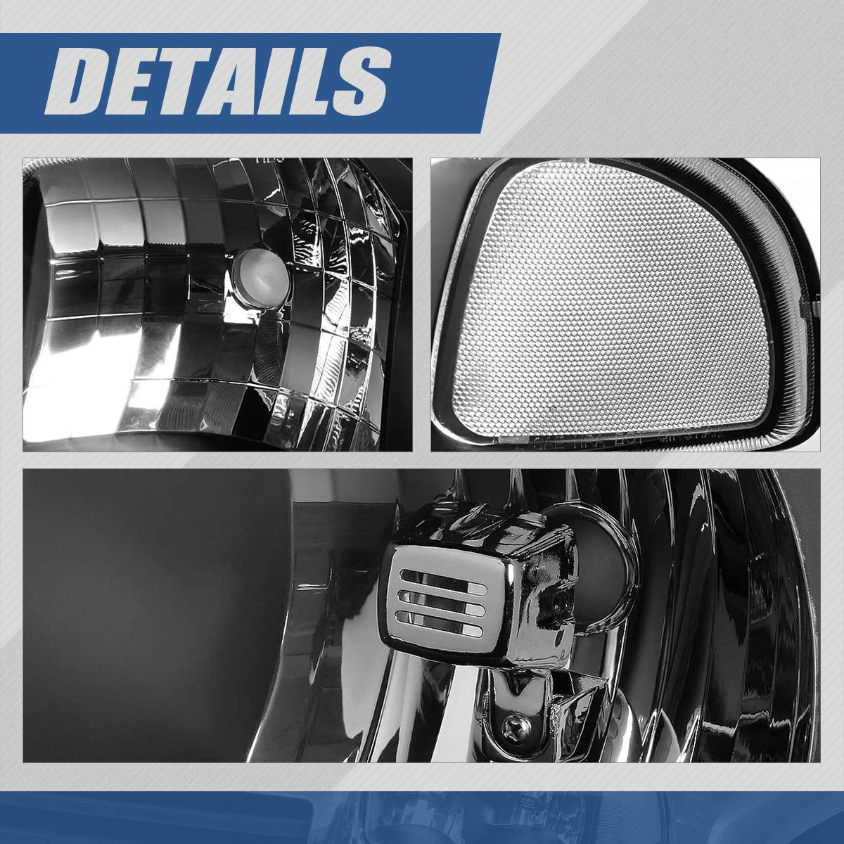 Auto Dynasty 4PCS Factory Style Headlights Assembly and Bumper Lamps Compatible with GMC Sierra Yukon 1500 2500 3500 GMT800 99-07, Driver and Passenger Side, Black Housing Clear Corner