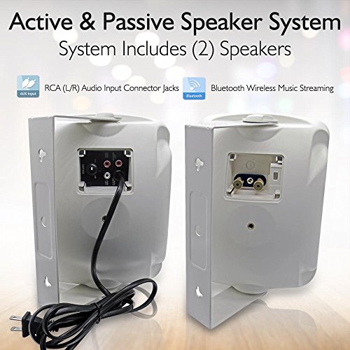 Outdoor Waterproof Wireless Bluetooth Speaker - 6.5 in 800 Watt Pair 2-way Weatherproof Wall/Ceiling Mounted Dual Speakers w/Heavy Duty Grill,Universal Mount,Patio,Indoor Use-Pyle PDWR64BTW,White