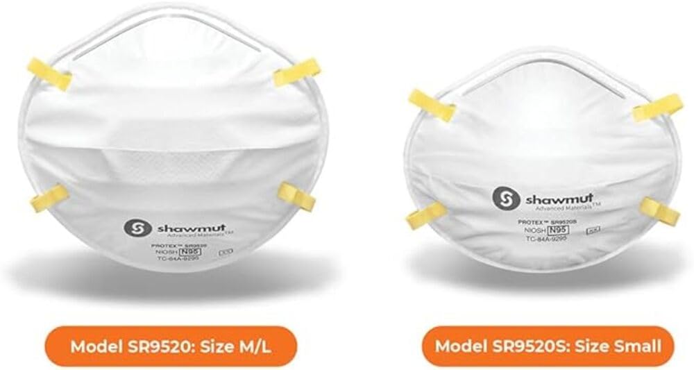 Shawmut Protex™ N95 Mask Particulate Respirators NIOSH Approved Made in the USA, Protective Face Mask, 2 Pack of 5 (Approval Number TC-84A-9295 / Model SR9520)