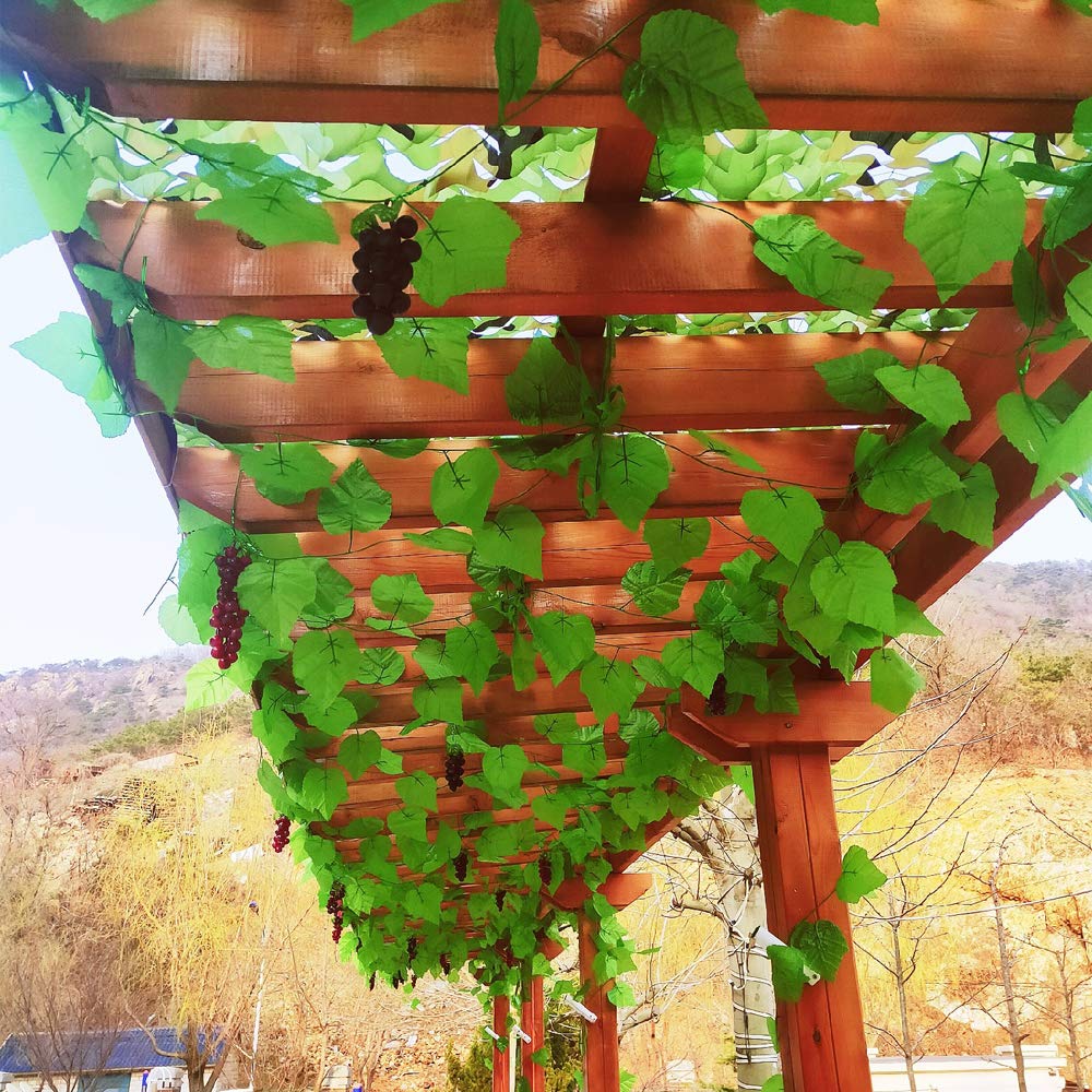 HUIANER Fake Grapes 3 Bunches of Simulation Grape Fruit Artificial Grape Vines Lifelike Leaves for Wedding Home Indoor Outdoors Party Garden Wall Decoration