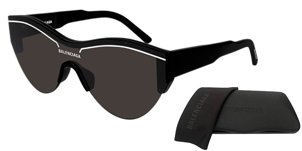 Balenciaga BB0004S 001 99MM Black/Grey Shield Sunglasses for Men + BUNDLE with Designer iWear Eyewear Kit