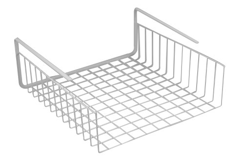 Southern Homewares Under Shelf Basket Wire Wrap Rack White Storage Organizer for Kitchen Pantry, 12 1/2" x 12 1/2" x 5"
