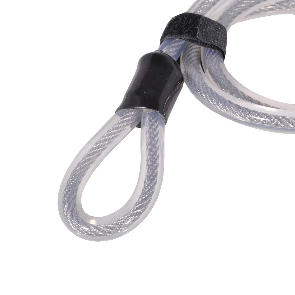 Bike Lock Cable Double Loops Bicycle Cable Steel Flexible Security Cycling Cable Safety Long Cables Lock Tool for Outdoor Riding Sport (120CM/4ft,Silver)