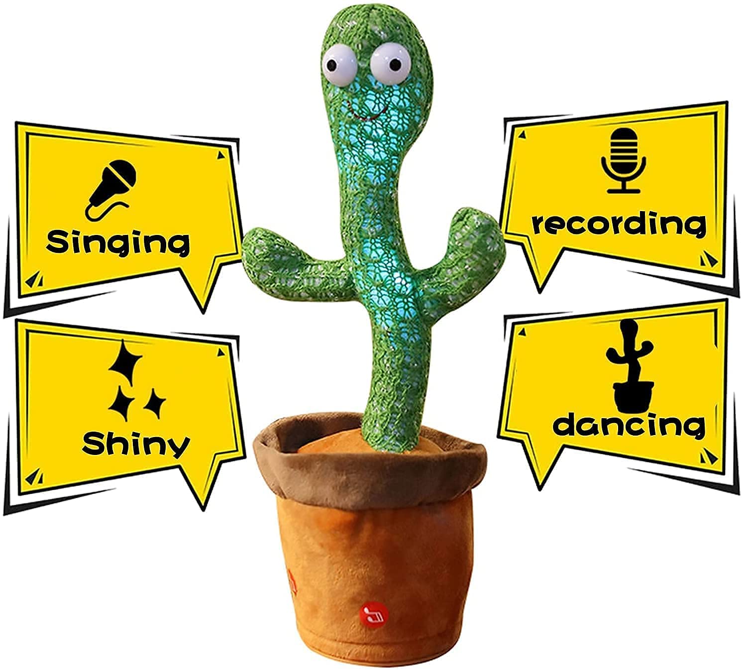 MAITING 120 English Songs Dancing Cactus Toys, Talking Cactus Toy,Wriggle Singing Mimicking Cactus,Repeats What You Say,Sing,Dance,Recording,LED Electric Cactus Plush