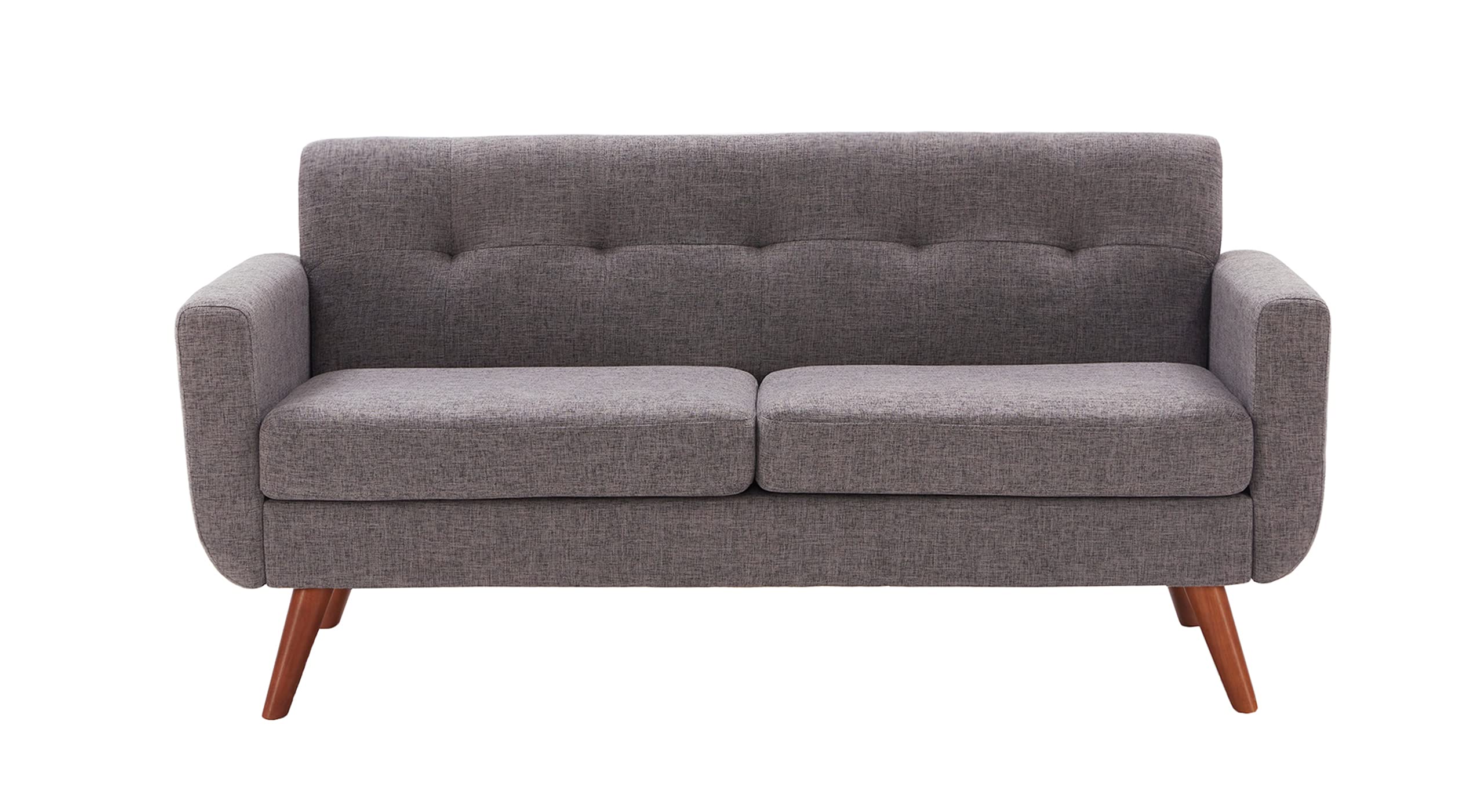 Tbfit 65" W Loveseat Sofa, Mid Century Modern Decor Love Seat Couch, Button Tufted Upholstered Love Seats Furniture for Living Room (Dark Grey)
