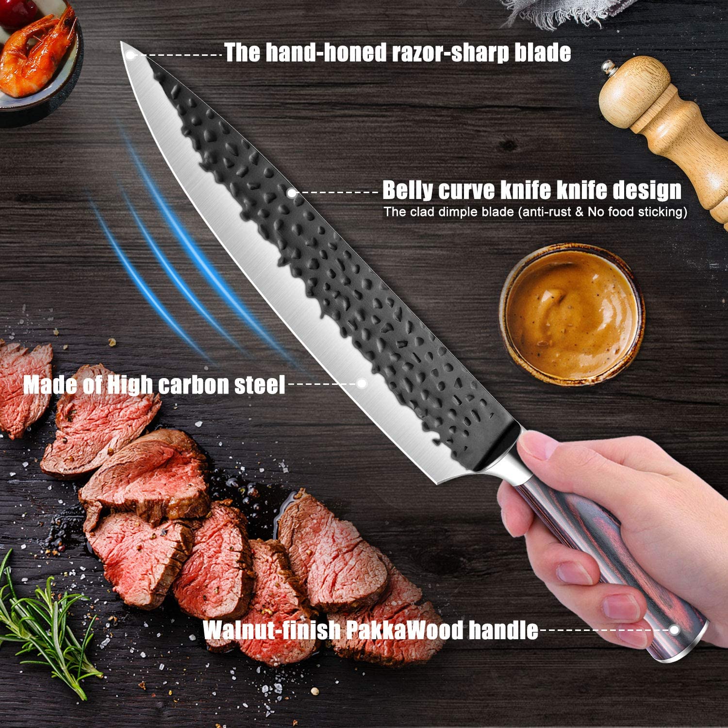 Chefs Knife Kitchen Knife Set : 2 Piece Razor Sharp knives 8 Inch Chef's Knives & 3.5 inch Paring, Kitchen Knife with Ergonomic Handle, Professional High Carbon Steel Chef's Knives for Cooking