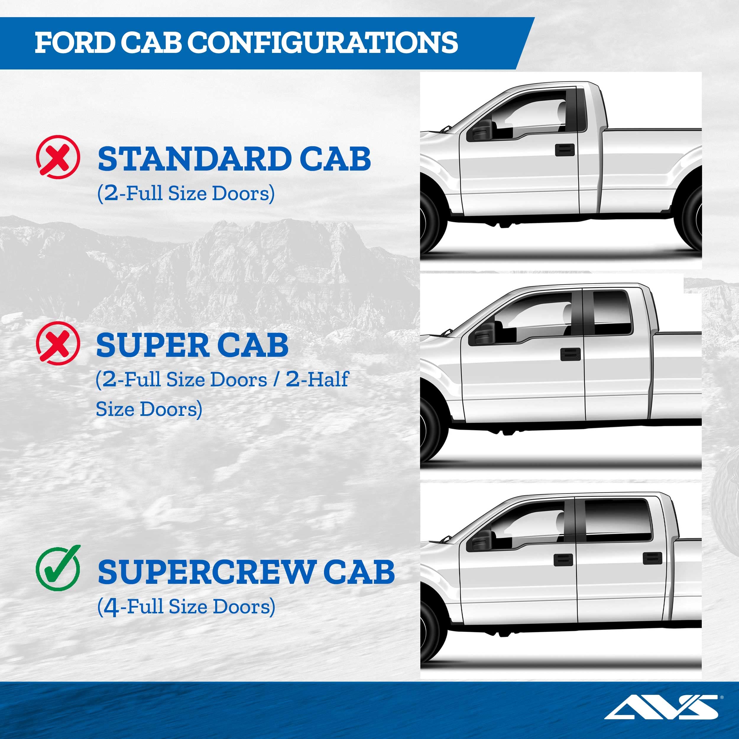 Auto Ventshade [AVS] Outside Mount Ventvisor / Rain Guards | Fits 2004 - 2008 Ford F-150 SuperCrew, 2006 - 2008 Lincoln Mark LT Crew Cab- Chrome, 4 pcs. | 684443