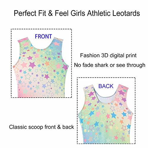 Bundle of Rainbow Star Gymnastics Leotards for Girls and Little Kids Black Palm Tree Gym Biketard Size 2t 3t