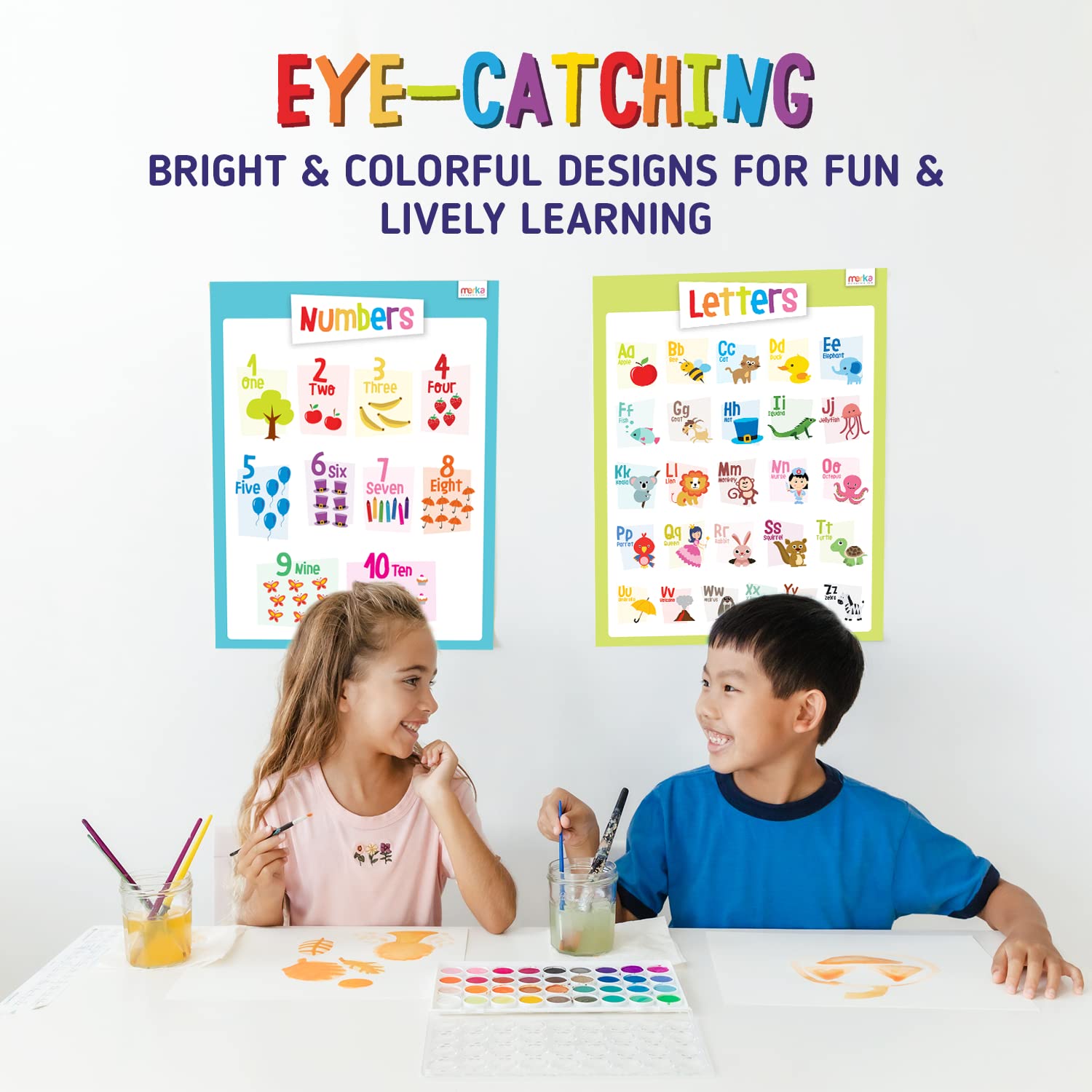 merka Toddler Flash Cards ABC Flash Cards Toddler Learning Flash Cards Preschool Homeschool Curriculum Kit Practice Book Sticker Set and Posters Learning Letters Numbers Shapes and Colors