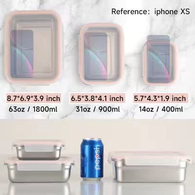 MOZAOUSA Stainless Steel Food Storage Containers with Lids,Leakproof Bento Lunch Box Containers,Airtight Bento Boxes Set of 3 for Adults,Stackable Snack Food Prep Containers for Kitchen & Travel