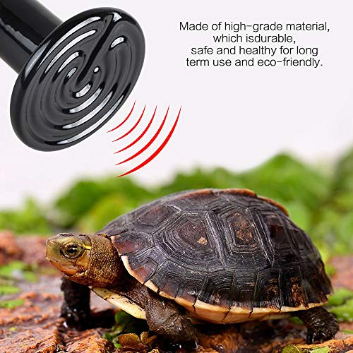 BOEESPAT 60W 3 Pack Ceramic Heat Emitter Bulb, Reptile Heat Lamp Brooder Coop Pet No Light No Harm for Pets Amphibians Hamsters Snakes Birds Poultry Chicken Coop Habitats (Black)
