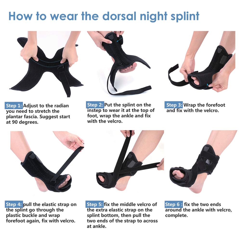 AYNEFY Wrap Ankle Joint Support, Night Splint Foot Drop Orthotic Brace Support Ankle Splint Support Fracture Sprain Injury Support with Massage Ball for Treating Foot Drop